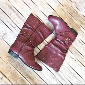 comfortview | Shoes | Comfortview Ida Studded Burgundy Midcalf Boot Sz ...